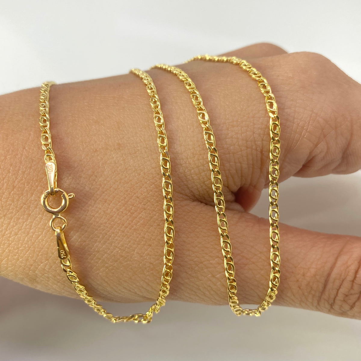 Cadena Plana Escalera Oro amarillo 18k 3,33 Gr / 1,6 mm / 60 Cm – Tres Cruces Oro 18K