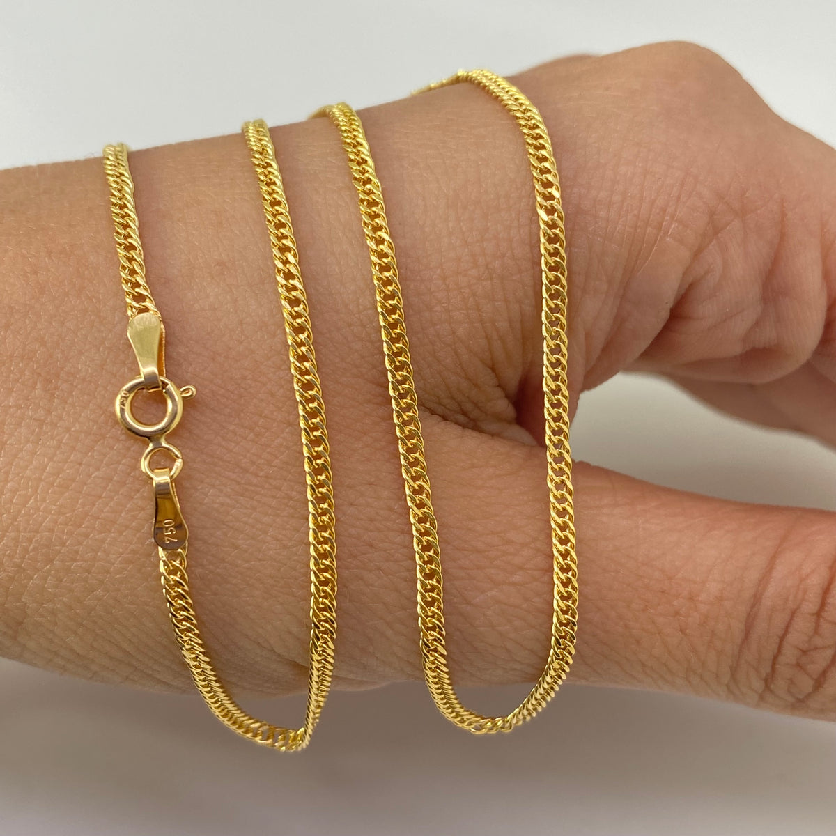 Cadena Mini Cubana Doble Oro Amarillo 18k 3 60 Gr 1 8 Mm 60 Cm