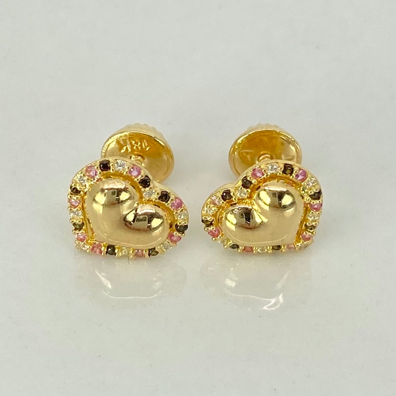Topos Corazon Cicones Blancos Rosas Oro amarillo 18k 1,2 Gr / 9 mm ...