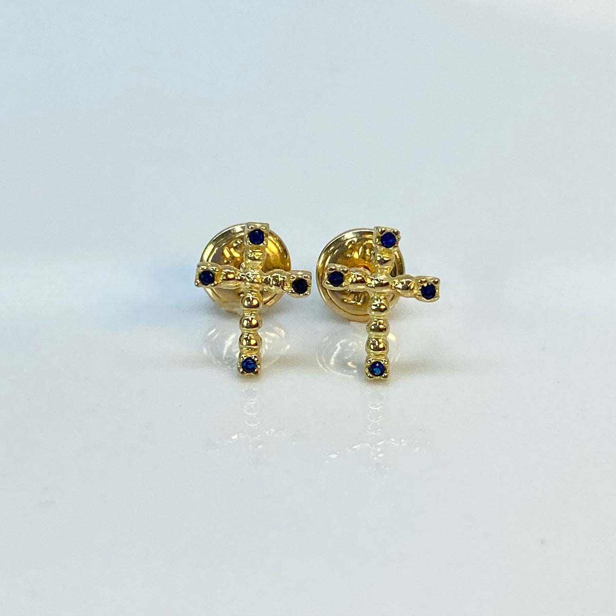 Topos Cruz Circones Azules Oro amarillo 18k 0,82 Gr / 6,7 mm * – Tres ...