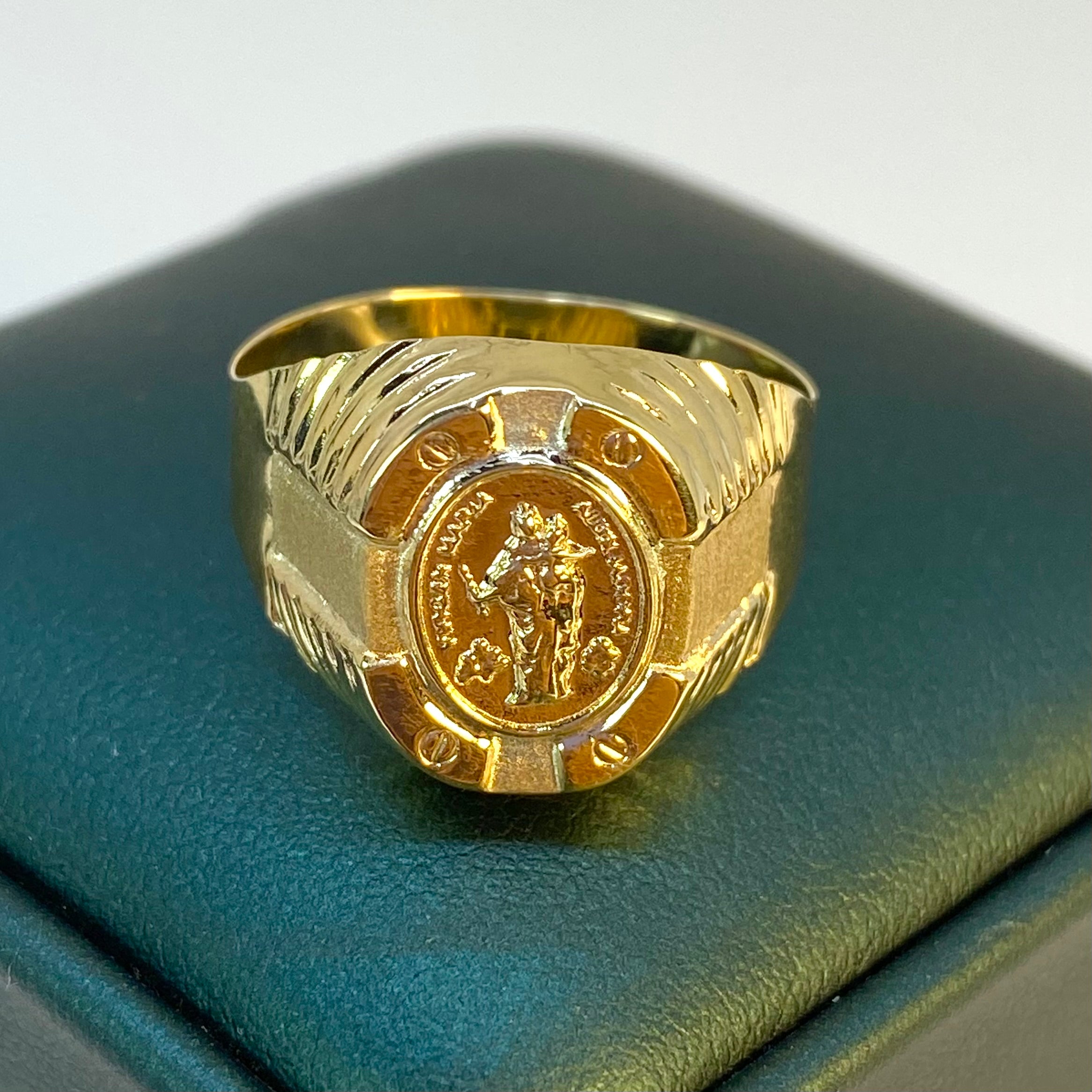 Anillo Virgen Maria Auxiliadora Borde CT Oro amarillo 18k / Talla 10 ...