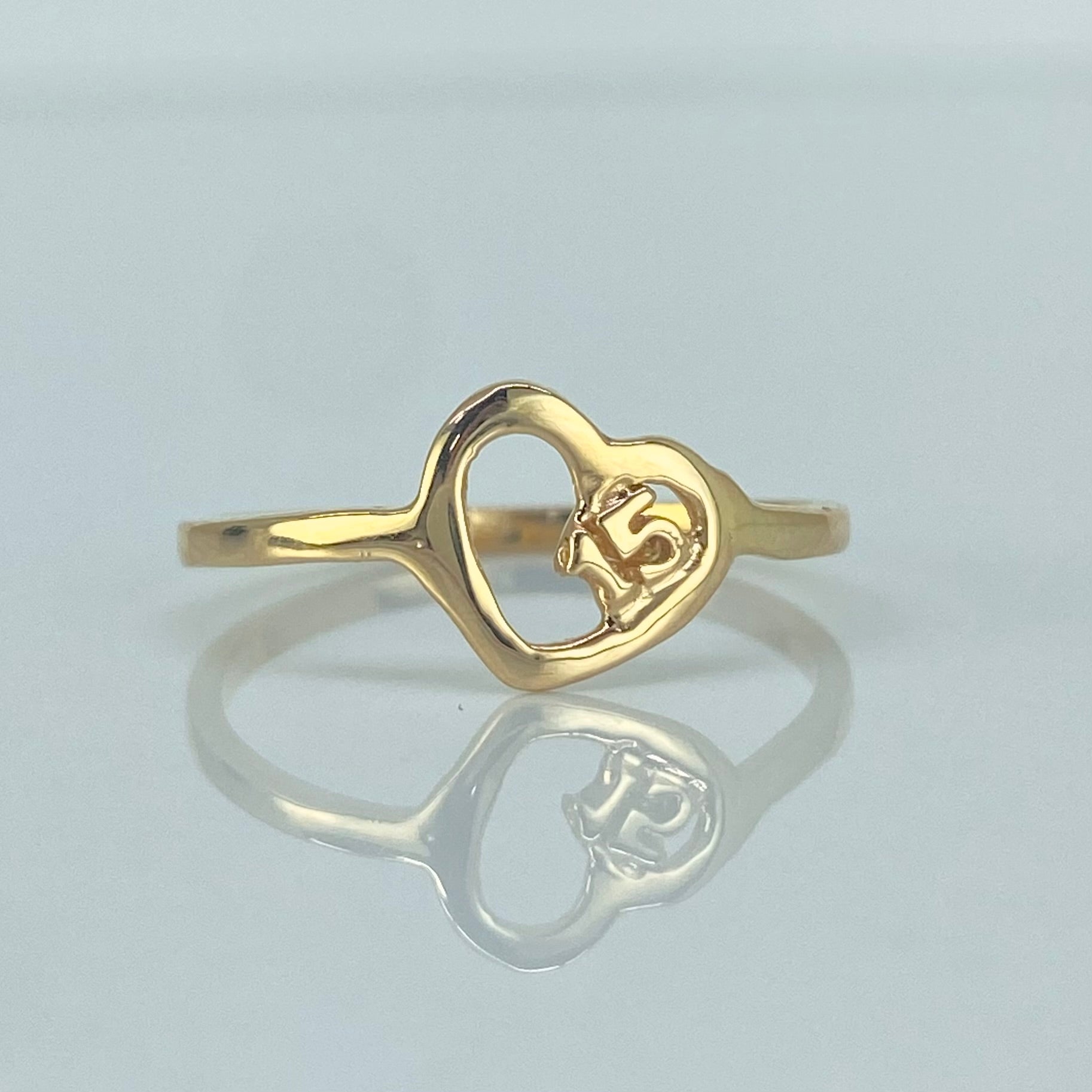 Anillo 15 Años Corozon Oro amarillo 18k / Talla 7 / 1,45 Gr * – Tres ...
