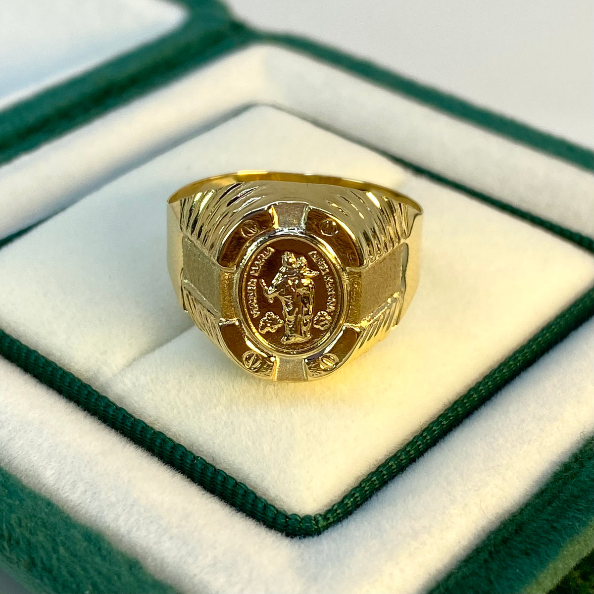 Anillo Virgen Maria Auxiliadora Borde CT Oro amarillo 18k / Talla 10 ...