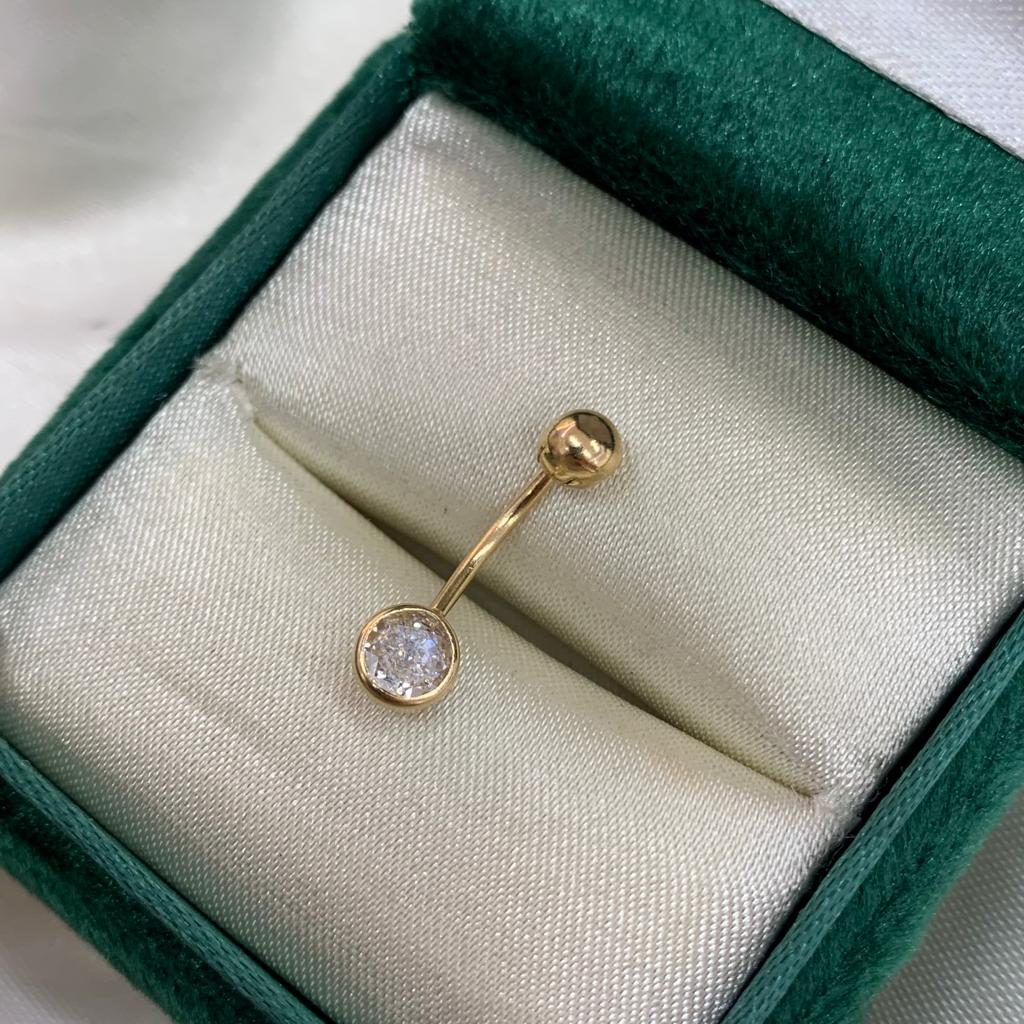 Piercing Circulo Circón Blanco Y Balin 4 mm (Ombligo) Oro Amarillo 18k ...