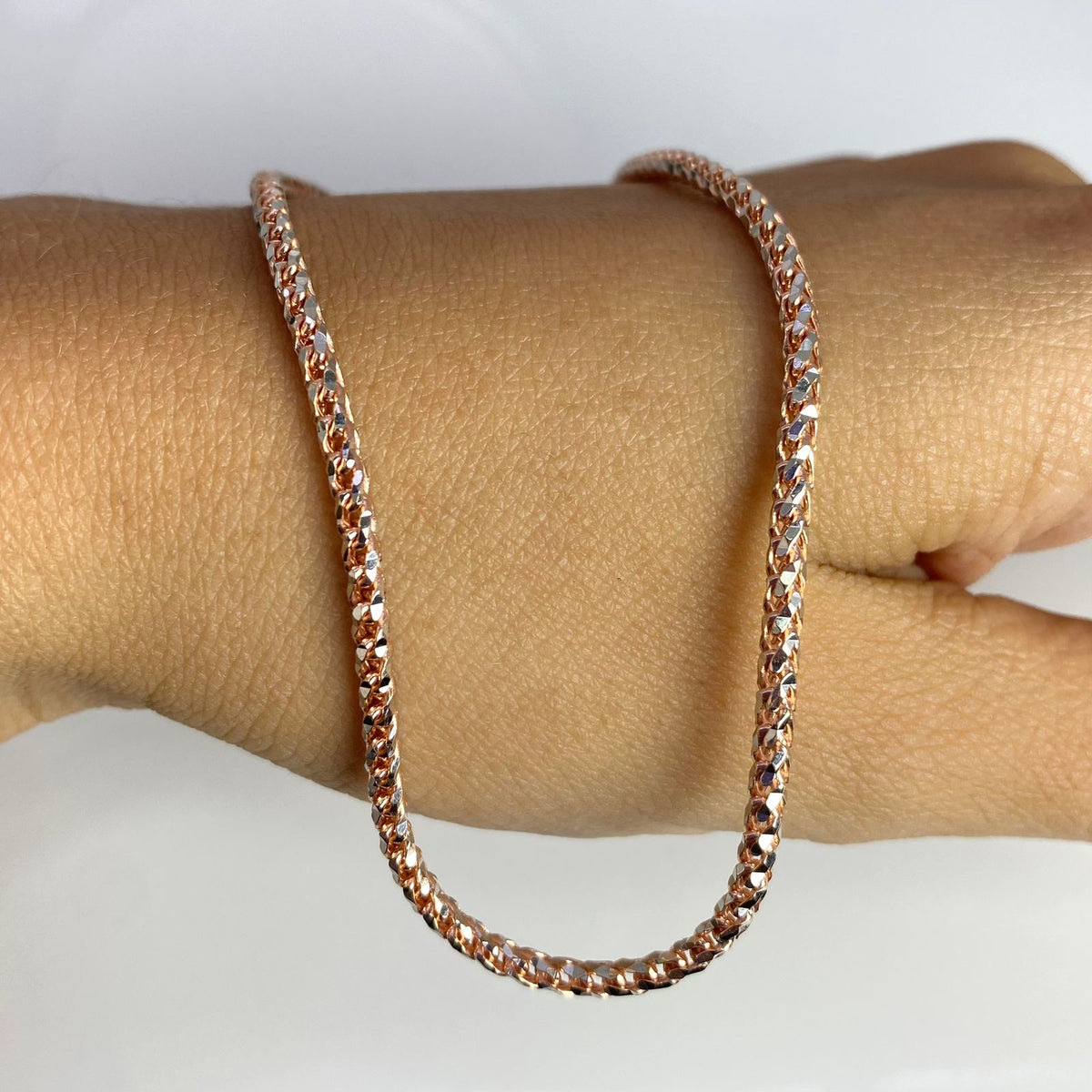 Cadena Italy Franco Pave (L) Oro blanco y Oro rosa 18k +3 / 25,10 Gr ...